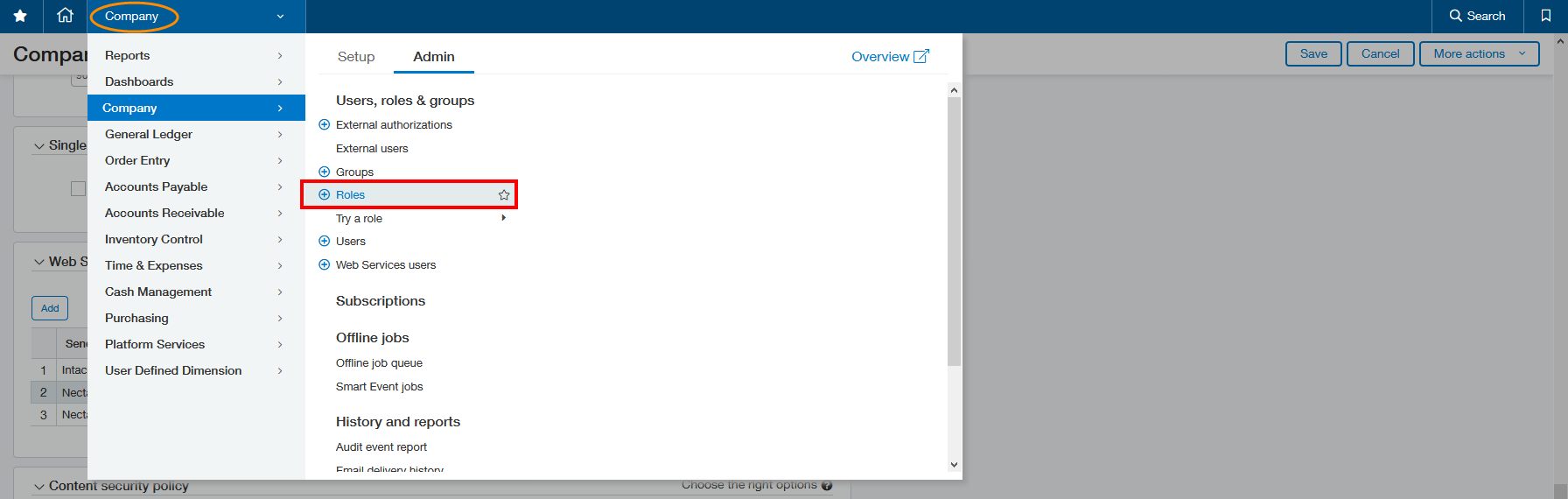 Settings for Sage Intacct