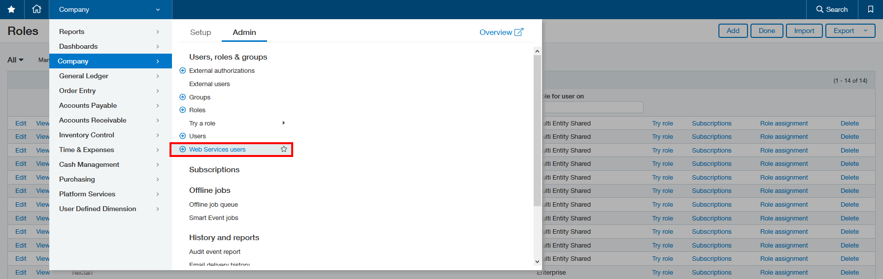 Settings for Sage Intacct