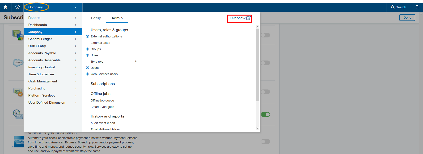 Settings for Sage Intacct