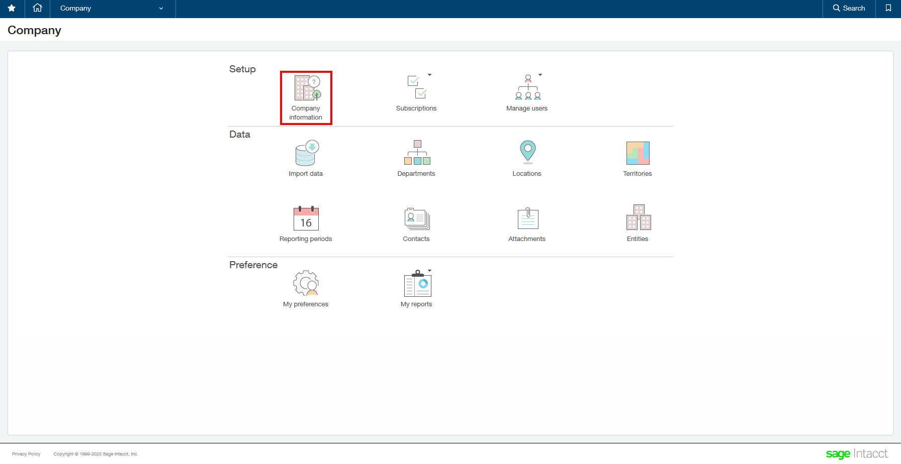 Settings for Sage Intacct