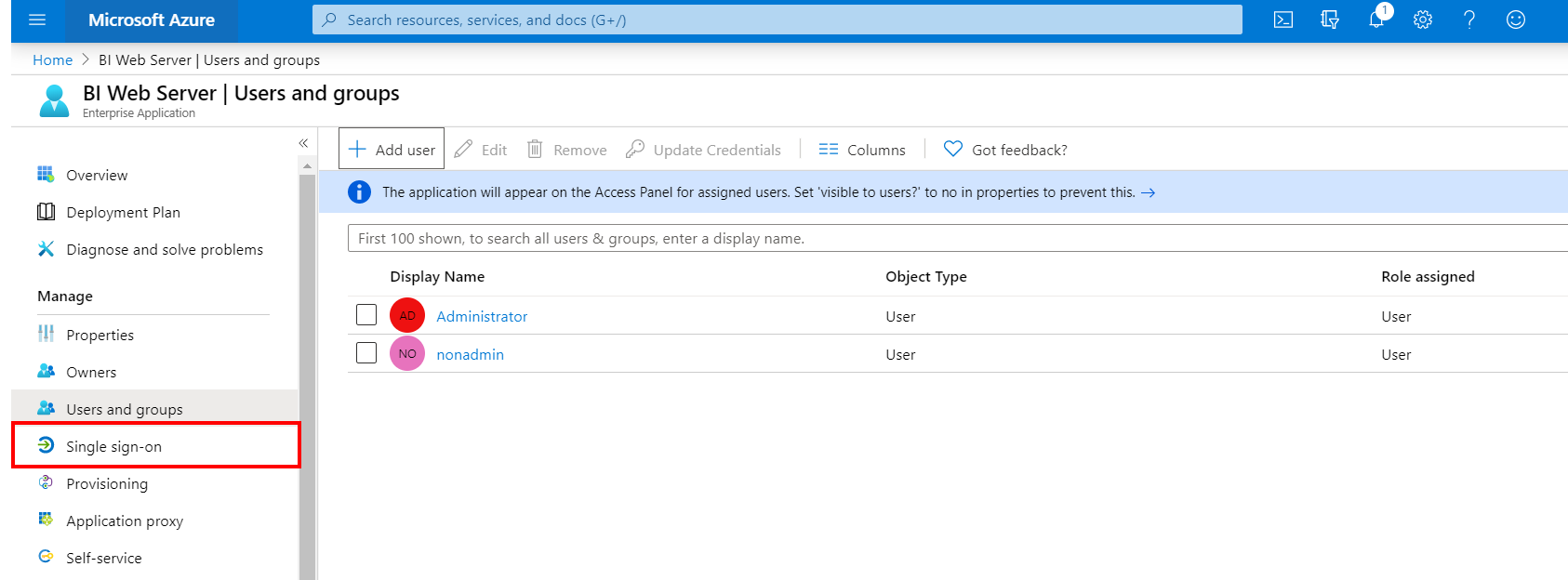 Azure Single Sign-On for Web Client
