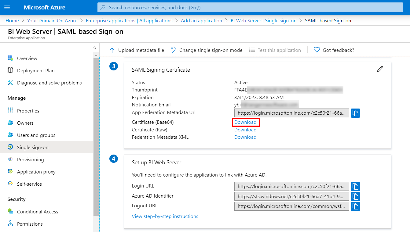 Azure Single Sign-On for Web Client