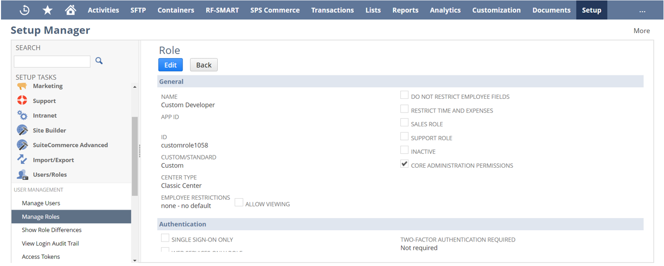 Settings for NetSuite