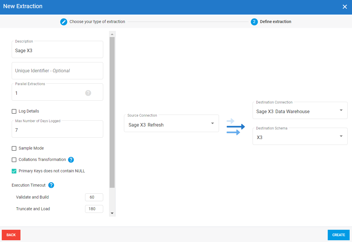 Configuring the Extraction