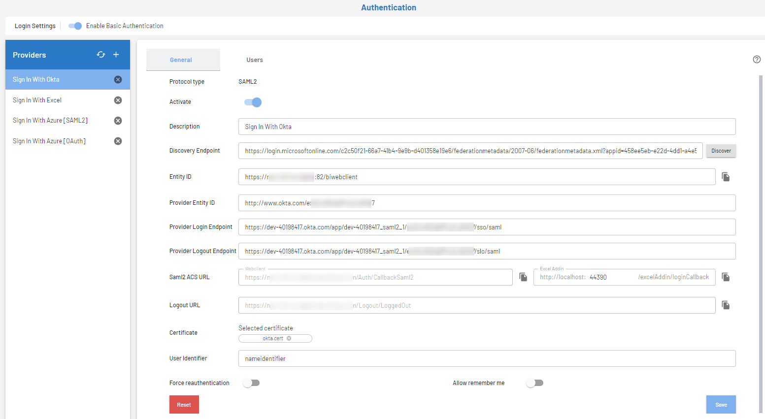 SAML2 Configuration Examples