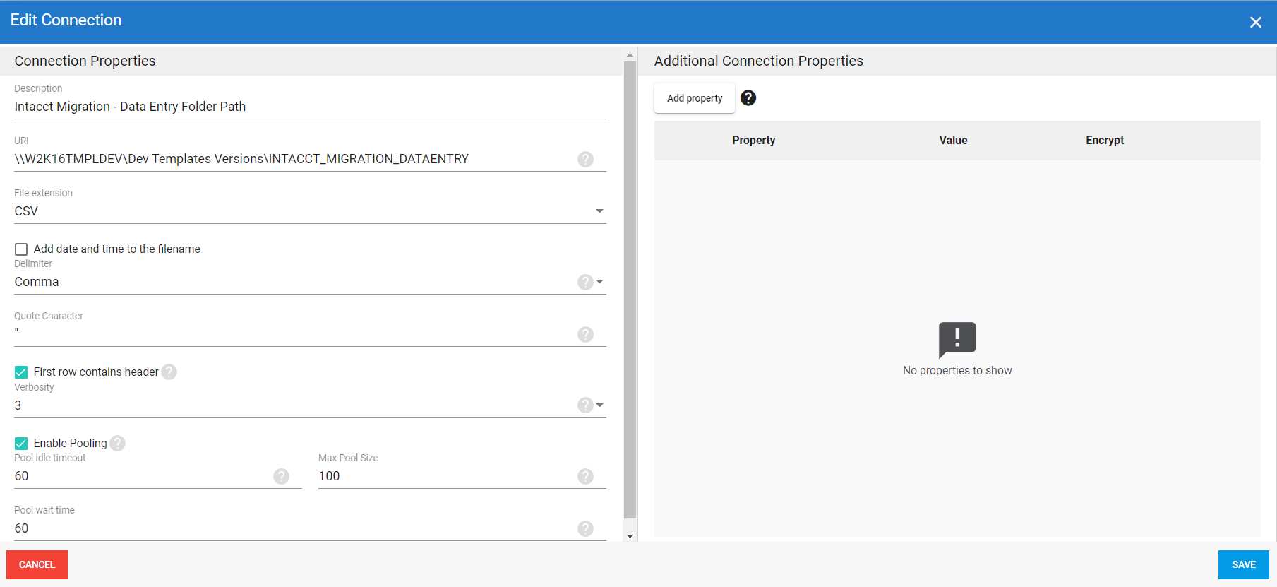Creating the Destination Connections