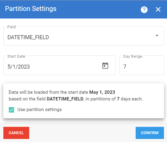 Charger les tables par partition