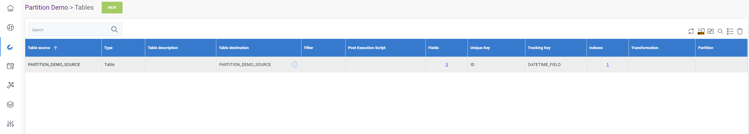 Charger les tables par partition