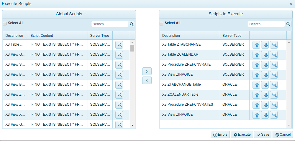 Scripts de modèle de données