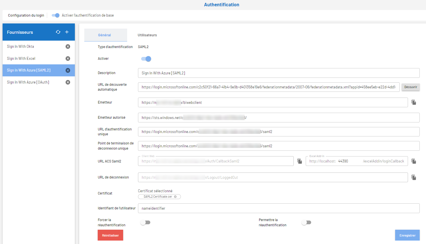 Exemples de configuration avec SAML2