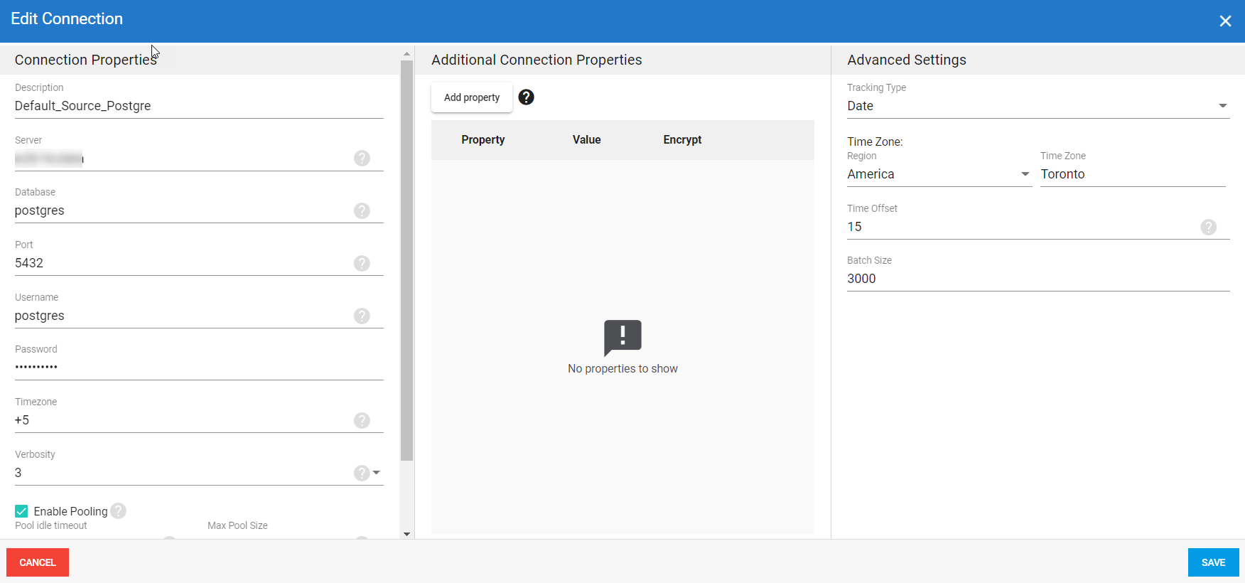 Settings for PostgreSQL