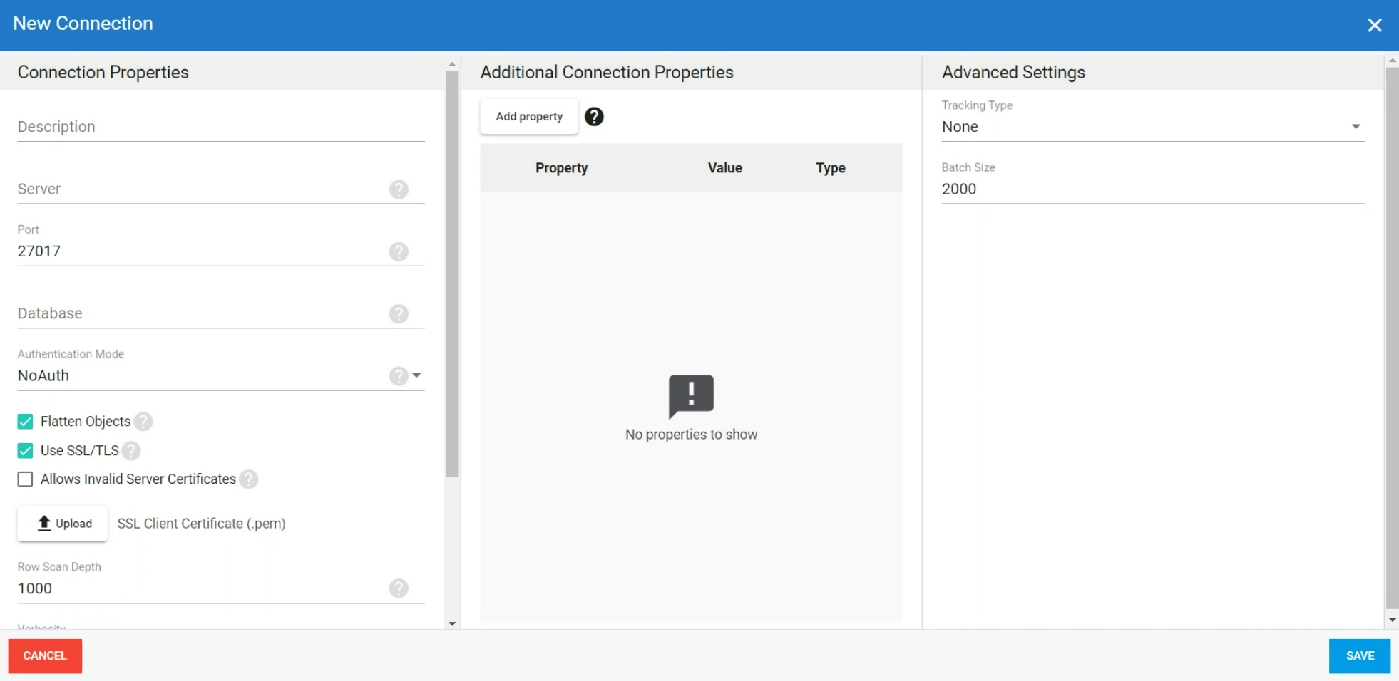 Settings for MongoDB