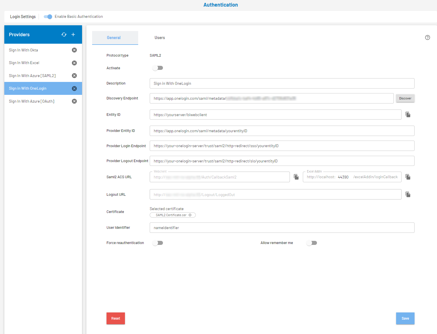 SAML2 Configuration Examples